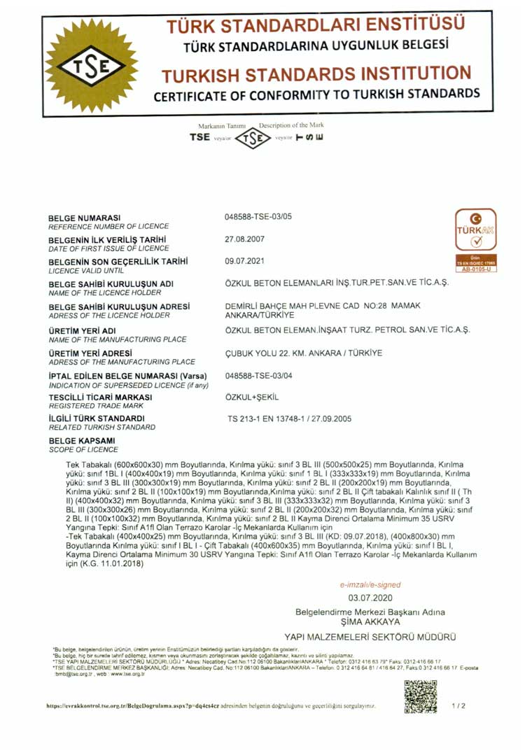 Sertifikalar - Özkul